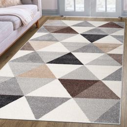 my home Teppich »Berlad Geo« rechteckig 9 mm Höhe mit besonders weichem Flor, Kurzflor, modernes geometrisches Design sand Obermaterial: 100%...
