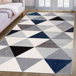 my home Teppich »Berlad Geo« rechteckig 9 mm Höhe mit besonders weichem Flor, Kurzflor, modernes geometrisches Design blau Obermaterial: 100%...