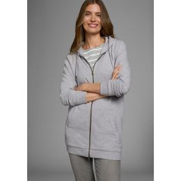 Flashlights Damen Sweatjacke in langer Form mit Zipper grau 52/54
