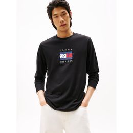 Tommy Hilfiger Langarmshirt »LINEAR FLAG GRAPHIC« Jersey, Rundhals, Regular Fit, Longsleeve Black S S Longsleeve von Tommy Hilfiger