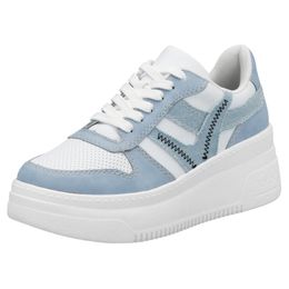 Rieker Plateausneaker, Freizeitschuh, Halbschuh, Schnürschuh mit gepolstertem Schaftrand hellblau-weiß 41 41 Sneaker mit Ziernähten und Perforation