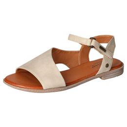 Mustang Shoes Sandale, Sommerschuh, Sandalette, Riemchensandale in asymmetrischer Form cremefarben 39 39 Sommerschuh mit regulierbarem Klettriemchen