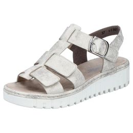 Rieker Plateausandale Riemchensandale, Sommerschuh, Sandalette mit Klettriemchen hellbeige 43 43 Sandale im dezenten Metallic-Look