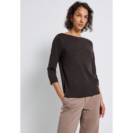 Street One 3/4-Arm-Shirt U-Boot-Ausschnitt und 3/4-&Auml;rmel mit B&uuml;ndchen deep roast brown 40 40 Basic-Shirt von Street One