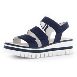 Gabor Keilsandalette, Plateau, Riemchensandale, Sommerschuh mit drei Klettverschl&uuml;ssen dunkelblau 36 36 Sandalette mit trendiger Plateausohle