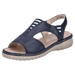 Rieker Sandale, Sommerschuh, Sandalette, Schlupfschuh mit kontrastfarbener Ziernaht nachtblau 41 41 Sandale mit Stretcheinsätzen für guten Sitz