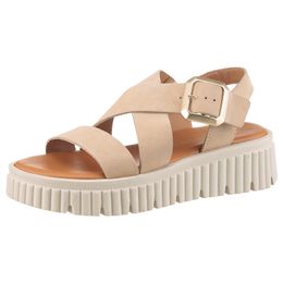 Tamaris Sandalette, Plateau, Riemchensandale, Sommerschuh mit Touch It-Ausstattung beige 41 41 Trendige Plateausandalette mit verstellbarer Schließe