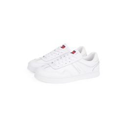 Tommy Jeans Plateausneaker »THE GREENWICH LEATHER«, Freizeitschuh, Halbschuh, Schnürschuh im Basket-Look weiß 40 40 Schnürer mit Ziernähten und...