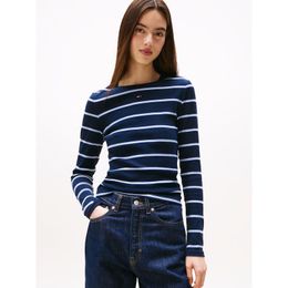 Tommy Jeans Damen Langarmshirt &raquo;TJW SLIM ESSENTIAL RIB LS&laquo; mit Logostickerei XS (34)