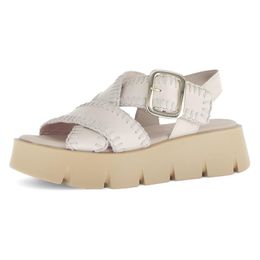 Gabor Sandalette, Plateau, Sandale, Sommerschuh mit Klett unter der Zierschnalle creme 36 36 Sandalette mit Zierstichen eingefasste Bandagen
