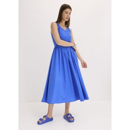 bonprix Jerseykleid im Materialmix, blau, mit Baumwolle