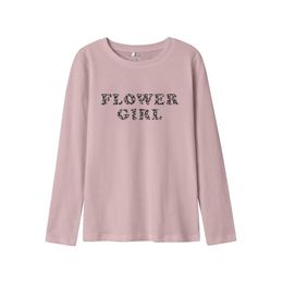 name it Shirt 'NKFNELA' Mädchen Größe 134/140 khaki / flieder / weiß