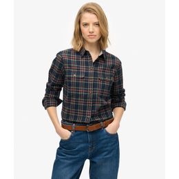 Superdry Damen Holzf&auml;ller Karo Flanellhemd Navy - Gr&ouml;&szlig;e: 40 2102824000398H9D019