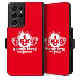 DeinDesign Galaxy S21 Ultra 5G Handy Klapph&uuml;lle Handyh&uuml;lle aus Kunst Leder schwarz Flip Case 1. Fc Kaiserslautern Spruch Official Licensed Product Sideflip mit 