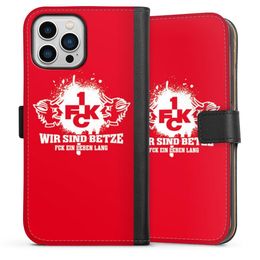DeinDesign iPhone 13 Pro Max Handy Klapph&uuml;lle Handyh&uuml;lle aus Kunst Leder schwarz Flip Case 1. Fc Kaiserslautern Spruch Official Licensed Product Sideflip mit 
