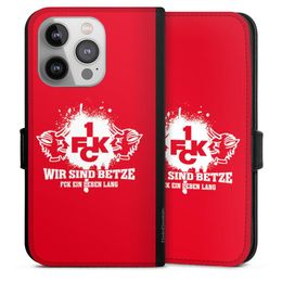 DeinDesign iPhone 14 Pro Handy Klapph&uuml;lle Handyh&uuml;lle aus Kunst Leder schwarz Flip Case 1. Fc Kaiserslautern Spruch Official Licensed Product Sideflip mit langer 