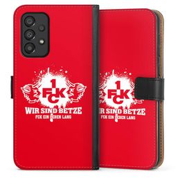 DeinDesign Galaxy A33 5G Handy Klapph&uuml;lle Handyh&uuml;lle aus Kunst Leder schwarz Flip Case Spruch 1. Fc Kaiserslautern Official Licensed Product Sideflip mit langer 