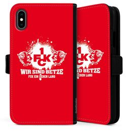 DeinDesign iPhone X Handy Klapph&uuml;lle Handyh&uuml;lle aus Kunst Leder schwarz Flip Case 1. Fc Kaiserslautern Spruch Official Licensed Product Sideflip mit langer 