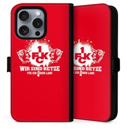 DeinDesign iPhone 16 Pro Max Handy Klapph&uuml;lle Handyh&uuml;lle aus Kunst Leder schwarz Flip Case 1. Fc Kaiserslautern Spruch Official Licensed Product Sideflip mit 