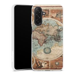 DeinDesign Galaxy A26 Handy Silikon H&uuml;lle Case wei&szlig; Handyh&uuml;lle Map World Map Vintage Silikon Case