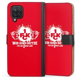 DeinDesign Galaxy A12 Handy Klapph&uuml;lle Handyh&uuml;lle aus Kunst Leder schwarz Flip Case 1. Fc Kaiserslautern Spruch Official Licensed Product Sideflip mit langer 