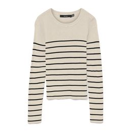 V&eacute;ro Moda VERO MODA Pullover 'VMGIZELLE' Damen Gr&ouml;&szlig;e L beige / schwarz