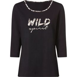 Heine Damen 3/4-Arm-Shirt mit Leo-Details schwarz Gr&ouml;&szlig;e 44