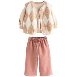 next Set: Hose, Sweatshirt und Weste M&auml;dchen Gr&ouml;&szlig;e 122 beige / rosa / wei&szlig;