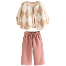 next Set: Hose, Sweatshirt und Weste M&auml;dchen Gr&ouml;&szlig;e 68 beige / rosa / wei&szlig;