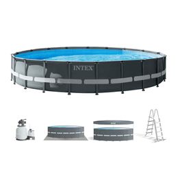 Intex 26334GN Frame Pool Set Ultra XTR (610x122cm) inkl. Filterpumpe Abdeckplane Leiter Bodenplane