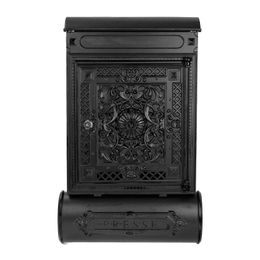 HMF Briefkasten Antik mit Zeitungsfach Vintage aus Aluguss 57 x 35 x 10 cm 57 x 35 x 10 cm Schwarz