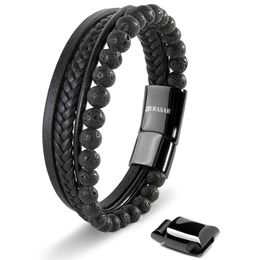 SERASAR Armband 'Stone' Herren Größe 20 cm schwarz