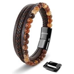 SERASAR Armband 'Stone' Herren Gr&ouml;&szlig;e 20 cm braun