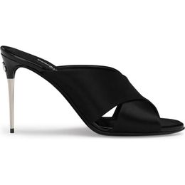 Dolce & Gabbana Dolce&Gabbana Slipper & Pantoletten - Keira Satin Sandals - Gr. 38,5 (EU) - in Schwarz - f&uuml;r Damen