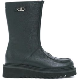 Salvatore Ferragamo Stiefel - Salvatore Ferragamo Eurialo Leather Boots - Gr. 36,5 (EU) - in Schwarz - f&uuml;r Damen
