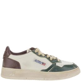 Autry Low-Top Sneaker - Colorblock Leather Low-Top Sneakers With Logo Deta - Gr. 45 (EU) - in Beige - f&uuml;r Damen