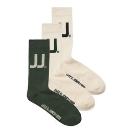 Jack & Jones JACK & JONES Socken 'JACKAI' Herren Größe 41/46 creme / dunkelgrün / schwarz