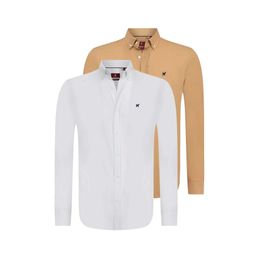 Williot Button Up Shirt male Beige, White size 3XL