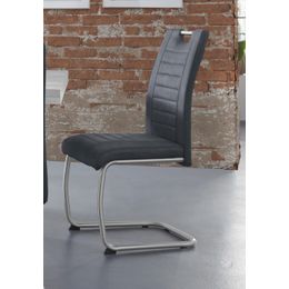 Esszimmerstuhl Hela "Ulla", grau (vintage anthrazit, silberfarben), B:43cm H:98cm T:59cm, 100% Polyester, Stühle, Schwingstuhl, 2 oder 4 Stück