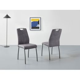 Esszimmerstuhl Hela "ELIF", schwarz (vintage anthrazit, grau), B:44cm H:96cm T:64cm, 100% Polyester, Stühle, 140 Kg Belastbar, Küchenstuhl