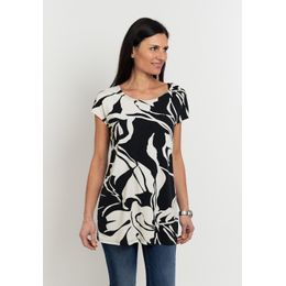Kurzarmshirt Seidel Moden "Exklusiv bei OTTO", Damen, Gr. 34, beige, Jersey, Obermaterial: 96% Viskose, 4% Elasthan, bedruckt, regular fit Po-bedeckend, Rundhals, Shirts, mit All-Over Print, MADE IN GERMANY