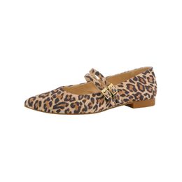 Riemchenballerina Paul Green "Paul Green Ballerinas Leder", Damen, Gr. 40, leopard, Leder, Schuhe Riemchenballerina