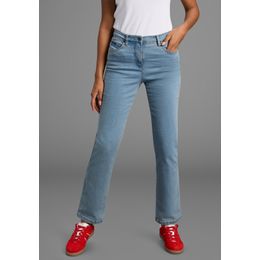 Gerade Jeans Arizona "Annett", Damen, Gr. 46, N-Gr, blau (bleached), Jeans, Obermaterial: 98% Baumwolle, 2% Elasthan, clean, Basic, normal lang, Jeans, bequeme Passform, 5-Pocket-Style, hohe Taille, Topseller
