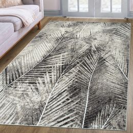 Teppich my home "Kiliv, modernes Blatt Design" Gr. 8, beige (sand), B:280cm H:9mm L:380cm, Kunstfaser, Teppiche, Teppich, mit besonders weichem Flor, Kurzflor