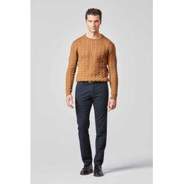 Chinos MEYER "Bonn", Herren, Gr. 46, Normalgrößen, blau (marine), 98% Baumwolle;2% Elasthan, unifarben, regular fit lang, Hosen, mit Stretch-Dehnbund