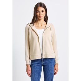 Sweatjacke Street One, Damen, Gr. 34, tusk cream, Sweatware, 65% Baumwolle, 35% Polyester, unifarben, normal normal, ohne Ausschnitt, Rippbündchen, Sweatjacken, im soften Baumwoll-Mix