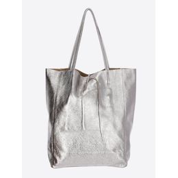 SevaBags Shopper 'Shopper Tasche in Metallic Echtleder' Damen Gr&ouml;&szlig;e One Size silber