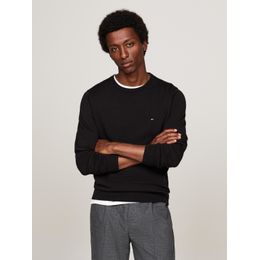 Rundhalspullover Tommy Hilfiger "ESSENTIAL COTTON CREW NECK", Damen, Gr. XXL, schwarz, Strick, Obermaterial: 100% Baumwolle, regular fit, Rundhals, Rippb&uuml;ndchen, Pullover Rundhalspullover, 100% Baumwolle Crewneck Regular Fit Premium Mode