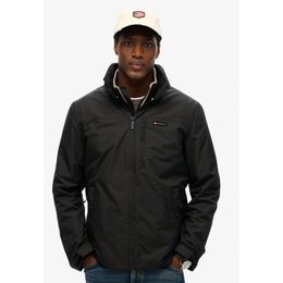 Outdoorjacke Superdry "NON HOOD LOGO WINDBREAKER", Herren, Gr. M, schwarz (jet schwarz), Web, Obermaterial: 100% Polyester, unifarben, h&uuml;ftlang, Jacken Outdoorjacke