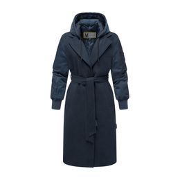 Winterjacke Marikoo "Tjadee", Damen, Gr. 3XL, blau (navy), Obermaterial: 90% Polyacryl, 8% Viskose, 2% Elasthan; Innenseite: 100% Polyester; Futter: 100% Polyester, Jacken Winterjacke, Langer Wickelmantel
